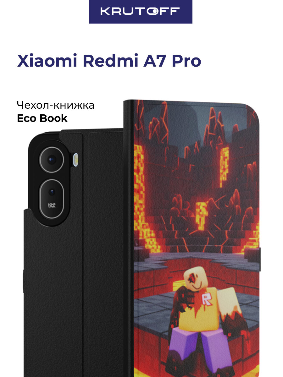 Чехол-книжка Krutoff Eco Book для Xiaomi Redmi A7 Pro Roblox-Форсакен Джон Доу (Forsaken John Doe) (черный)