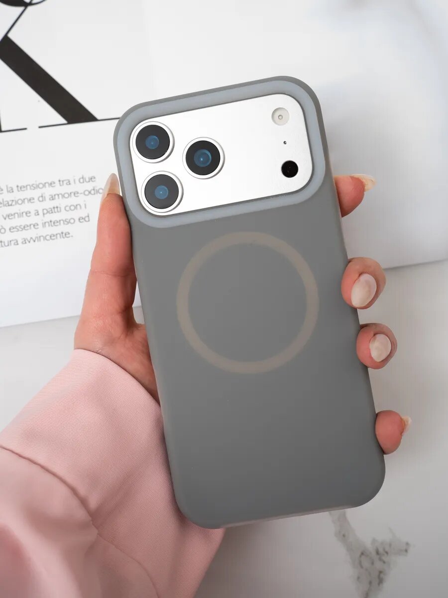 Чехол О'кейси, для iPhone 17 Pro Max, защита камеры, MagSafe, серый — фото 1