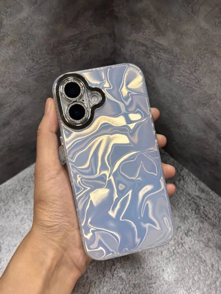 Чехол О'кейси, для iPhone 16, защита камеры, перламутровый, белый, серебристый