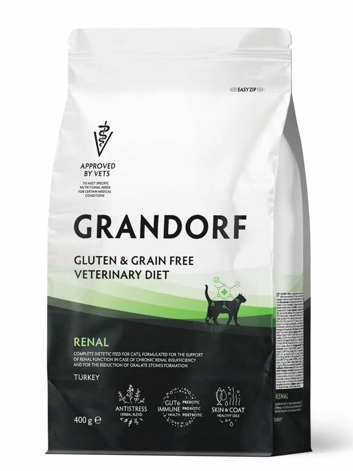 Grandorf Veterinary Diet Cat Renal сухой диетический корм для кошек для поддержки функции почек при ХБН - 400 г