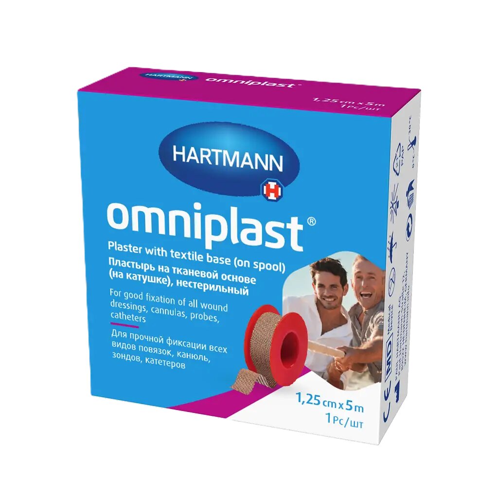 Пластырь Омнипласт/Omniplast тканевой телесного цвета 5 м х 1,25 см 1 шт