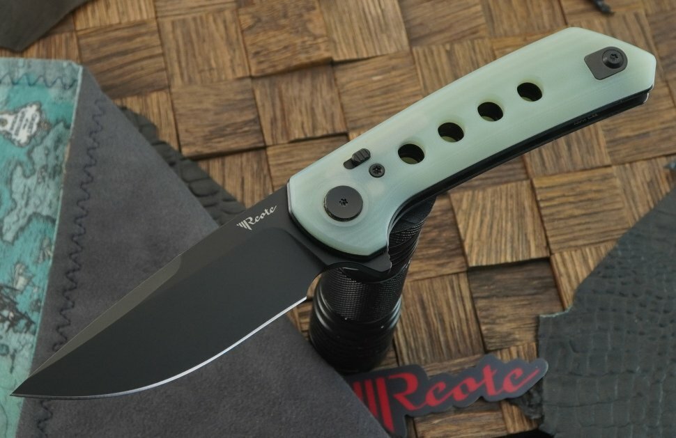 Складной нож Reate Knives PL-XF, сталь Nitro-V, Black PVD, рукоять нефритовый G-10