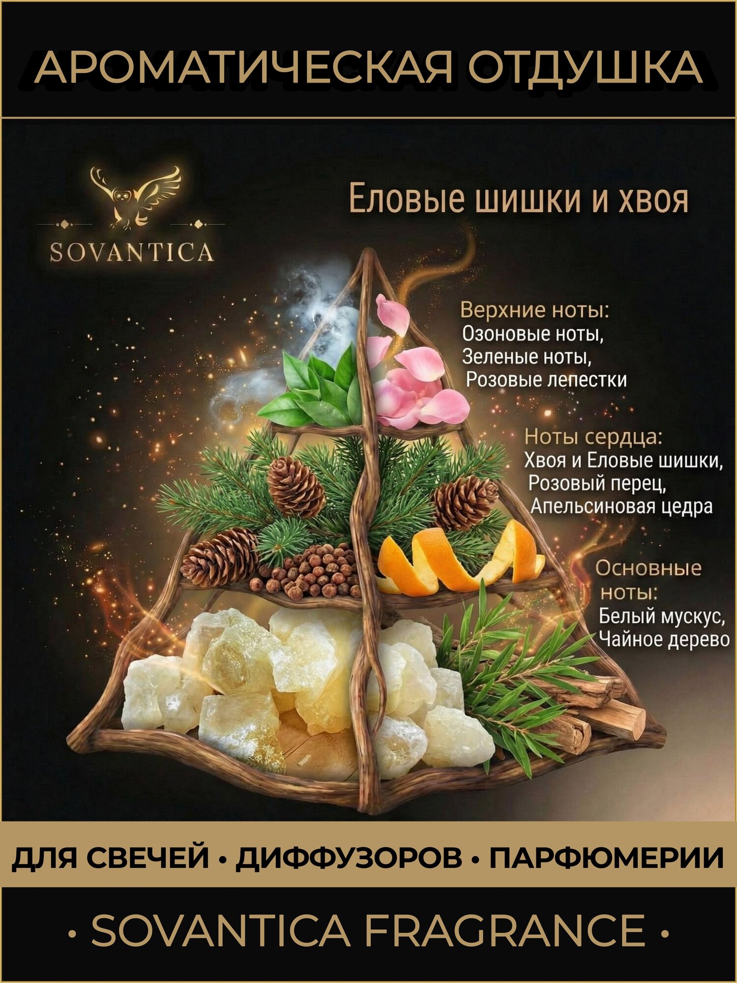 Ароматическая отдушка 10 г Еловые шишки и хвоя (Fir cons and needles), Sovantica