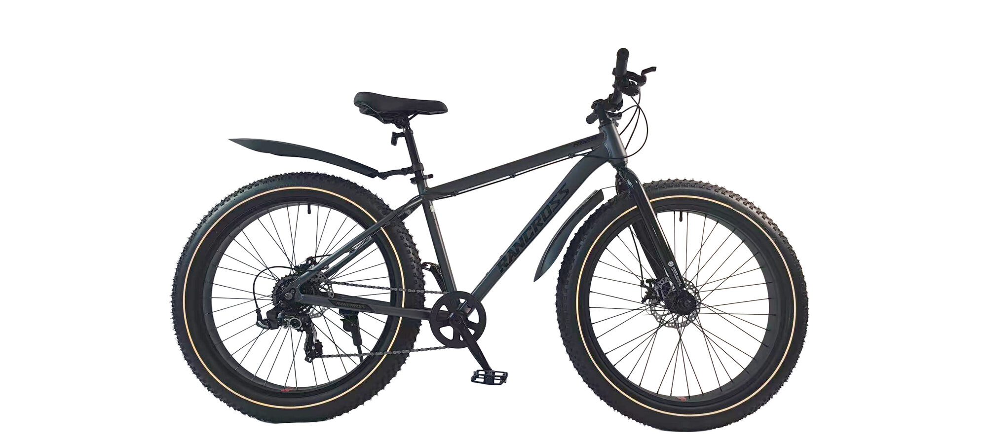 Велосипед фэтбайк Rancross R628, колеса 26*4, рама 18 дюймов, кассета SHIMANO CS-HG200 7ск, вилка жесткая RIGID, Fat-bike черный, рост 160-190 см