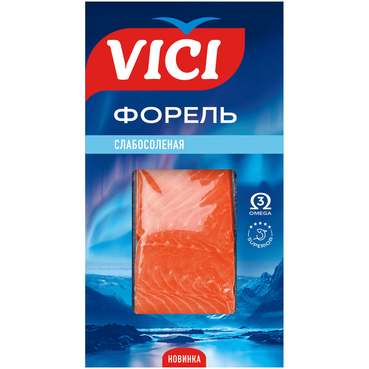 Форель радужная Vici слабосоленая филе кусок с кожей 200 г