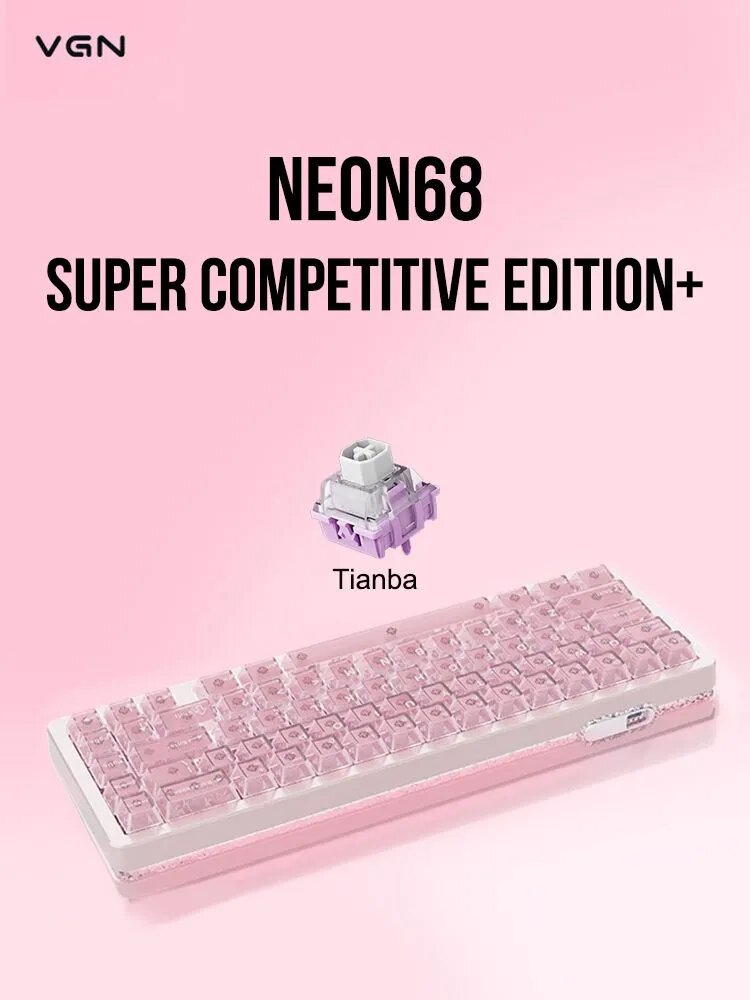 VGN Игровая клавиатура проводная Neon 68 Super Competitive Edition+, Английская раскладка, темно-розовый