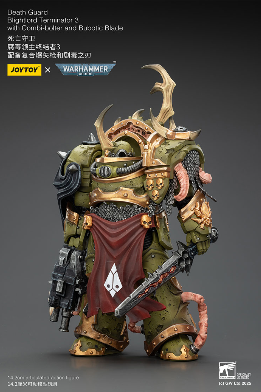 Фигурка JOYTOY Warhammer 40000 Death Guard Blightlord Terminator 3 with Combi-bolter and Bubotic Blade