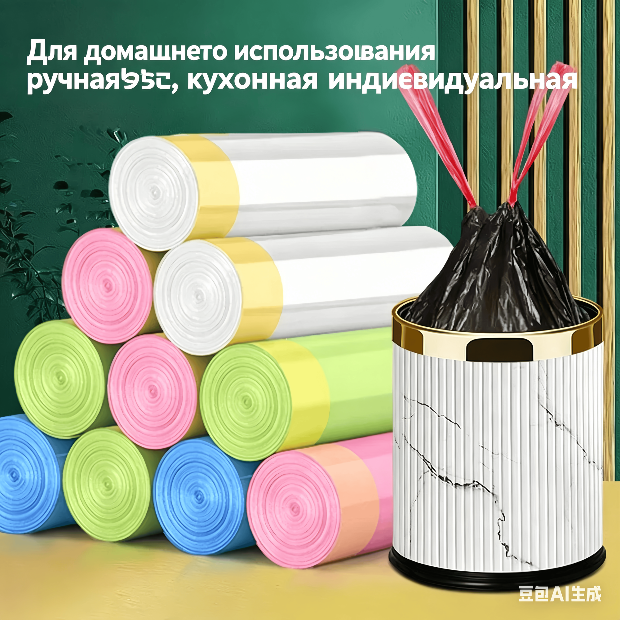 Мусорные пакеты Сай Олень, 60 л, с завязками, пнд, 120шт, голубые