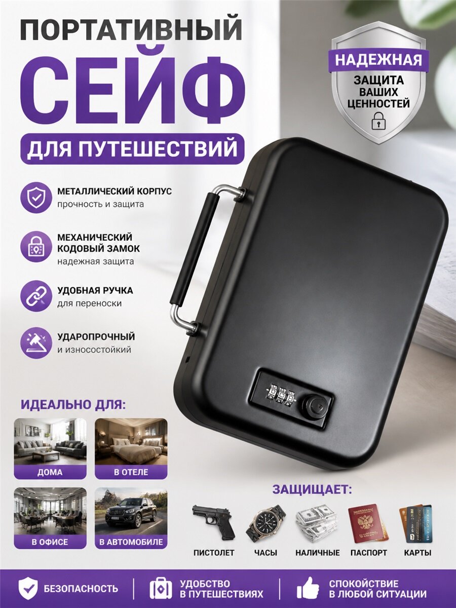 Портативные сейфы с паролями для хранения ценных вещей, подходящие для домов, гостиниц, офисов и автомобилей