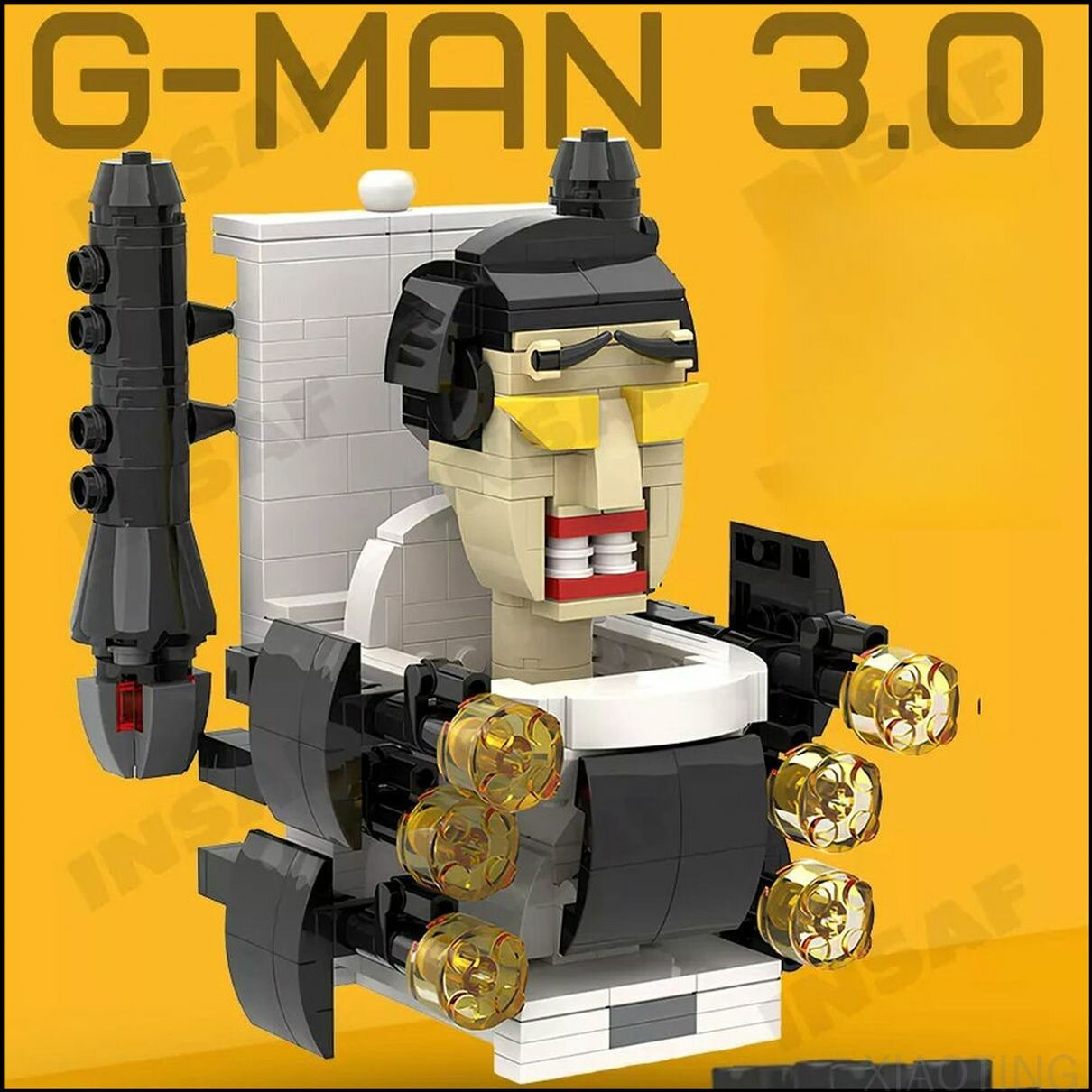 Конструктор Скибиди Туалет Джимен 3.0, 448 элементов, пластик, совместим с LEGO, персонажи и супергерои, бирюзовый