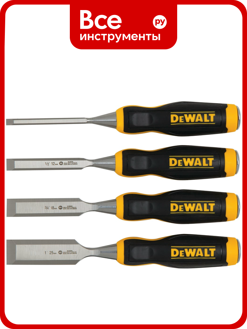 Набор стамесок DEWALT 4 шт, 6, 12, 18, 25 мм DWHT0-16063