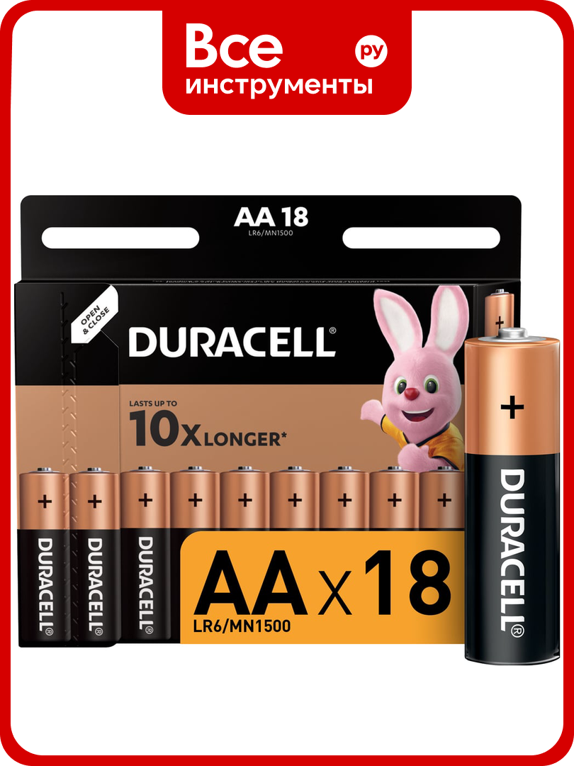 Батарейки щелочные Duracell, АА/LR6 18шт Б0014448