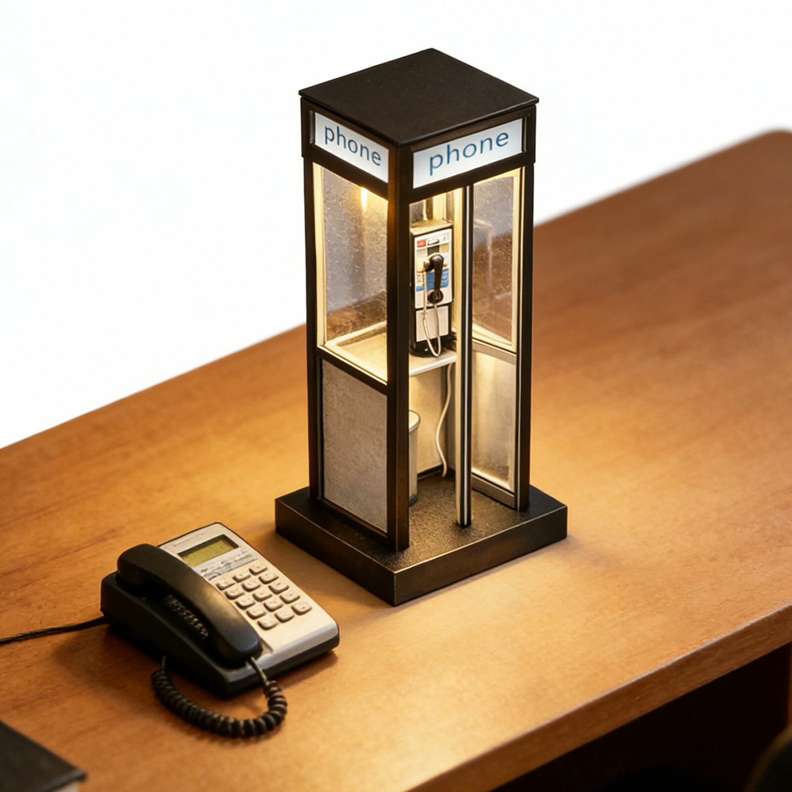Мини-телефонная будка-ночник в ретро-стиле с USB-питанием