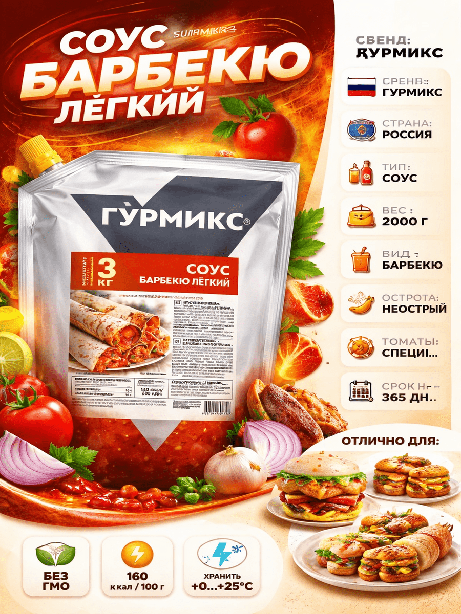 Соус Гурмикс Барбекю легкий, 2кг