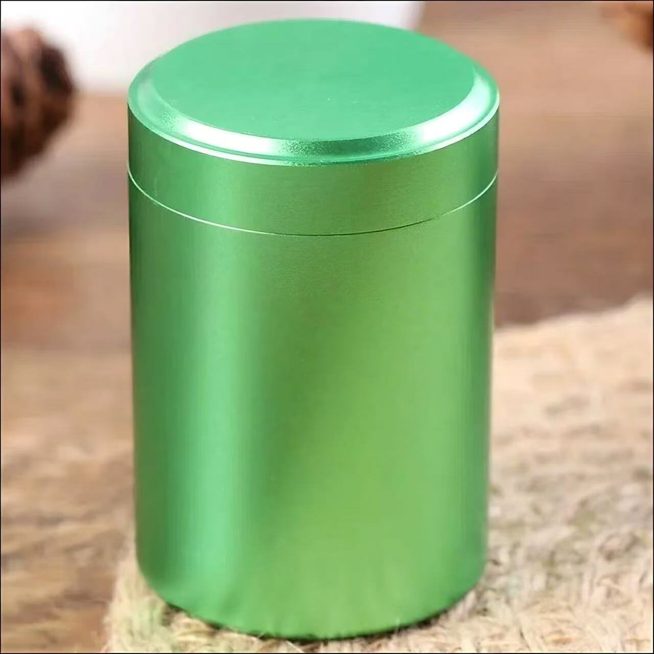 Герметичная банка, для чая, нержавеющая сталь, 6.5x4.5см, зеленая