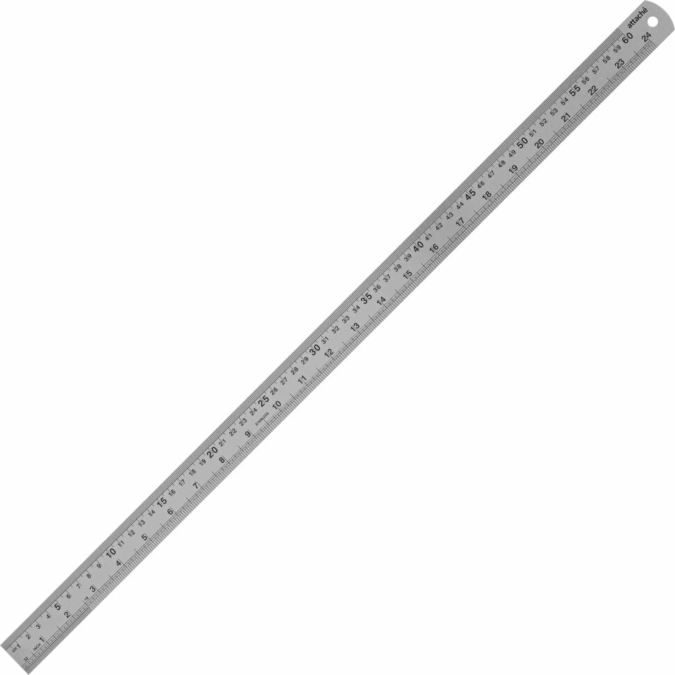 Линейка металлическая 60см Attache (24х9/8 ), 35820