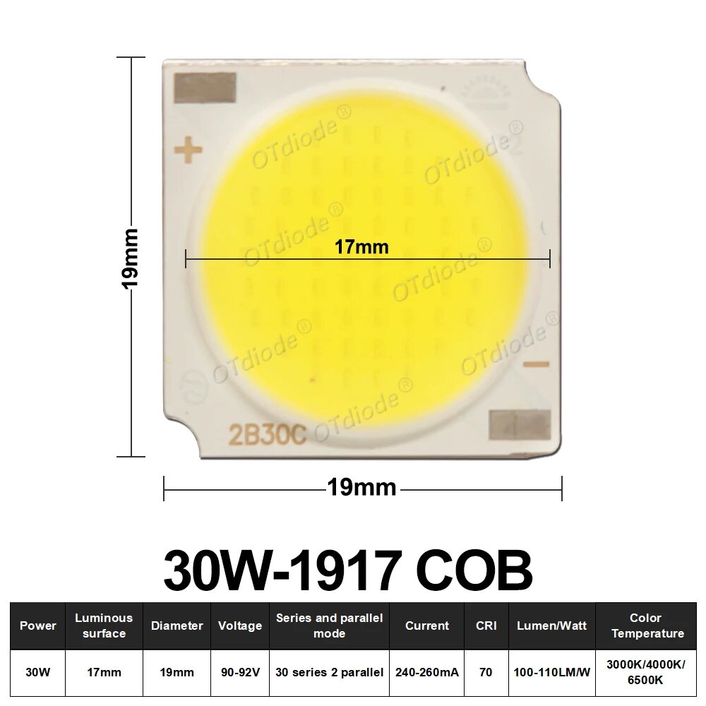 30W COB LED 19-17mm Neutral White