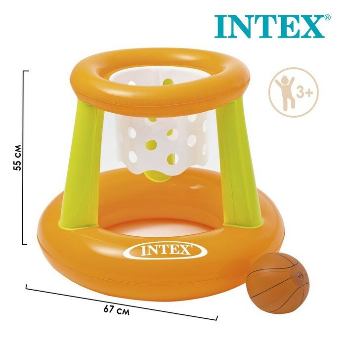 Корзина баскетбольная Intex 67х55 см с мячом, надувная, для дома и улицы