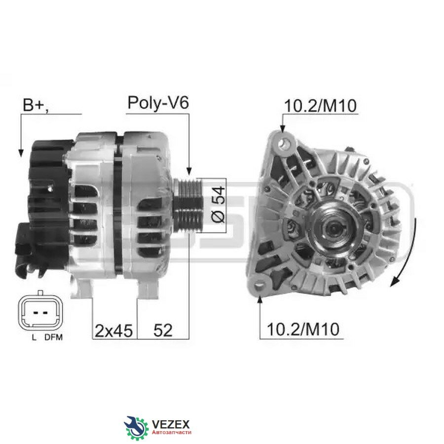 ERA 210604 генератор! 14V/120A\ Citroen Berlingo/C4/C5/C8, Peugeot 207/307/308/407 98>