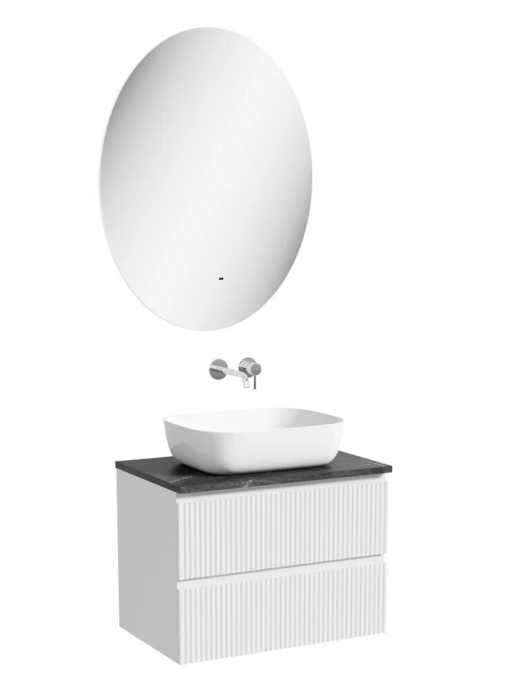 Мебель для ванной комнаты Sancos Сноб Р (Snob R) 70 белая (bianco), со столешницей TT70A1, раковина CN6008