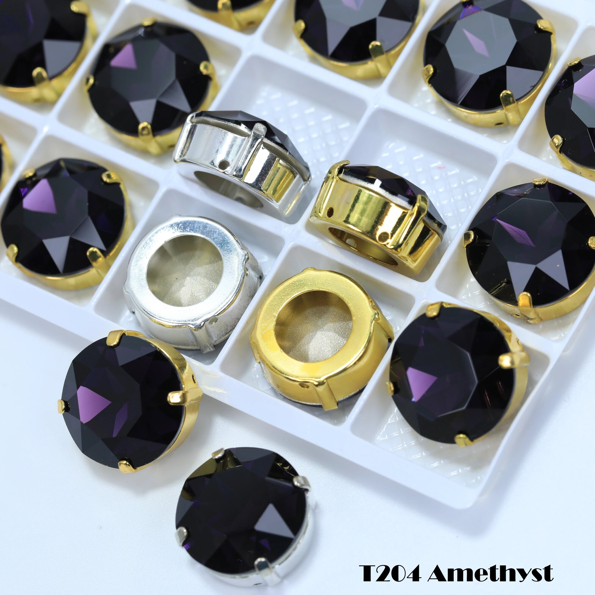 Стразы стеклянные T204 Amethyst, Silver Claw
