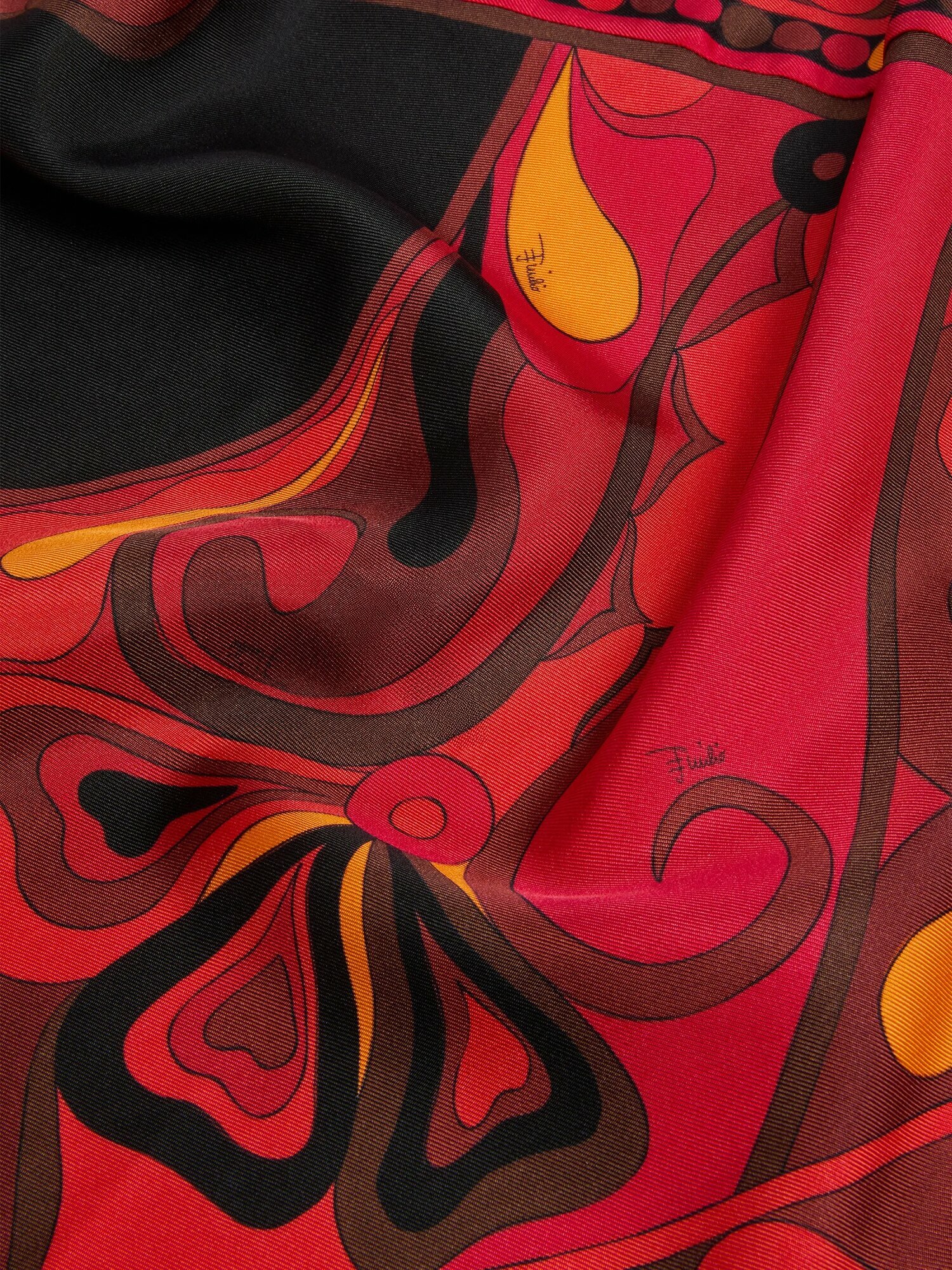 Шарф PUCCI Orchidee-print silk triangle scarf для девочек, красный — фото 1