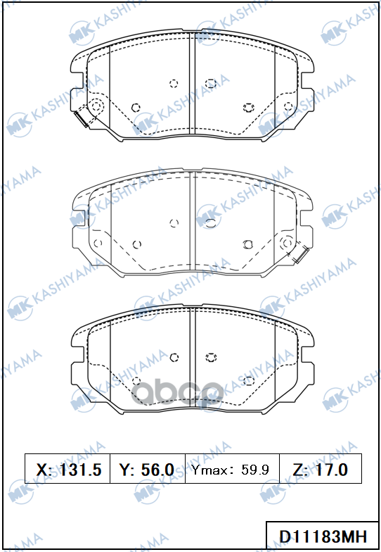 D11183M-01 колодки дисковые п Hyundai Sonata 2.0CRDi 06>/3.3 05> MK KASHIYAMA арт. D11183MH