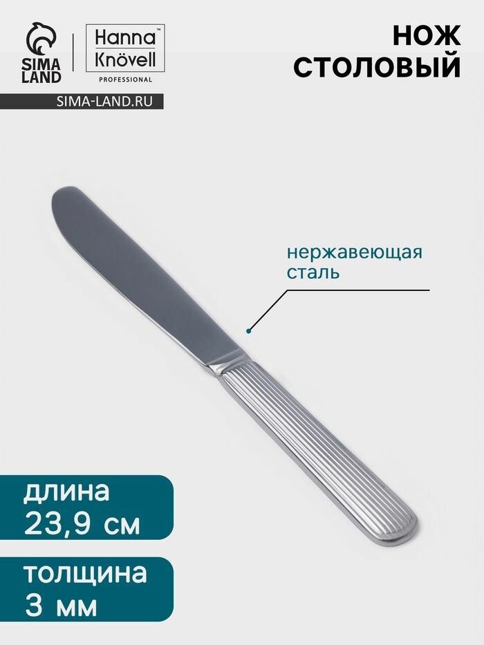 Нож столовый Hanna Kn vell Asnen, длина 23.9 см, толщина 3 мм, нержавеющая сталь, серебристый
