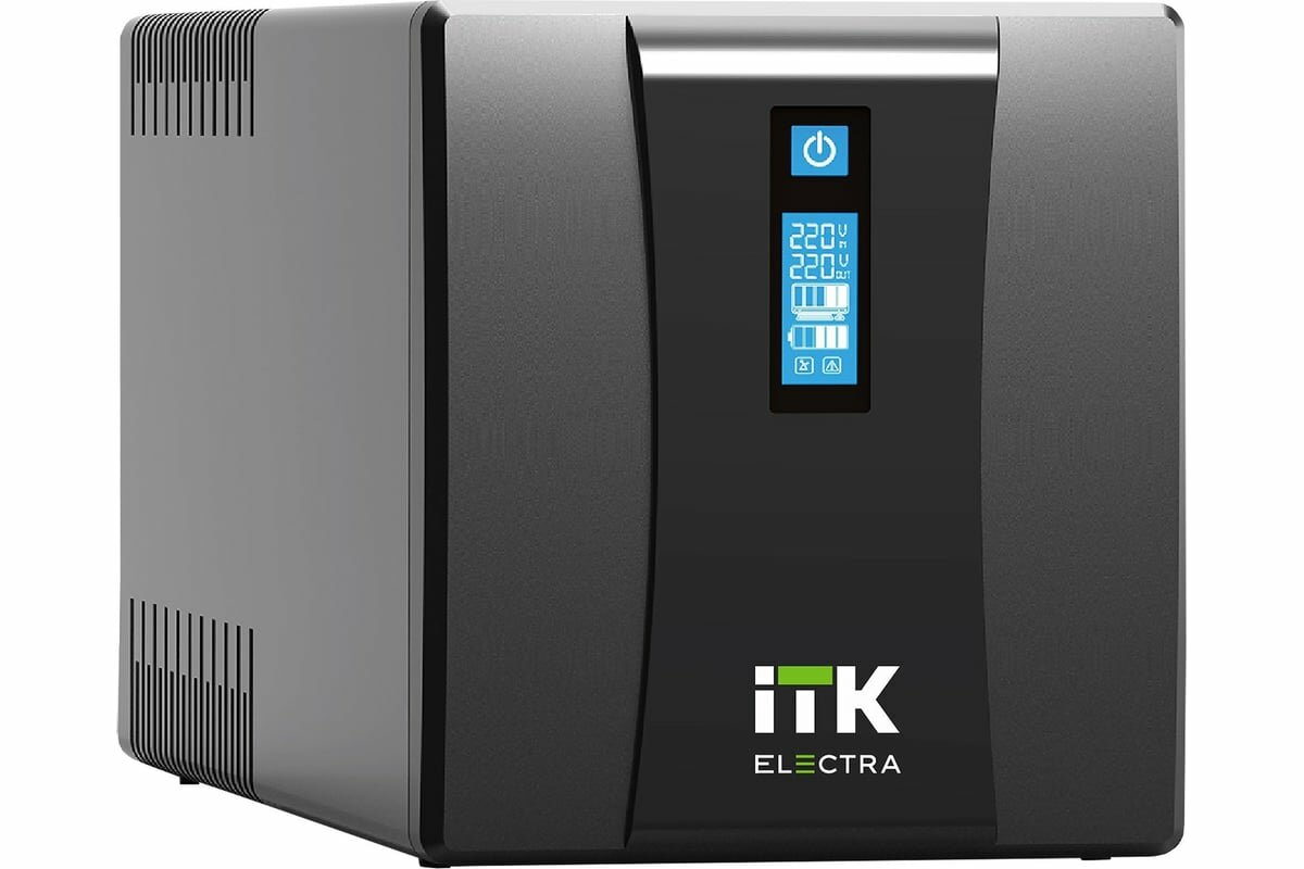 ИБП ITK ELECTRA ET 2кВА/1,2кВт с АКБ 2x9AH USB (EET-2000VA-1-002) черный