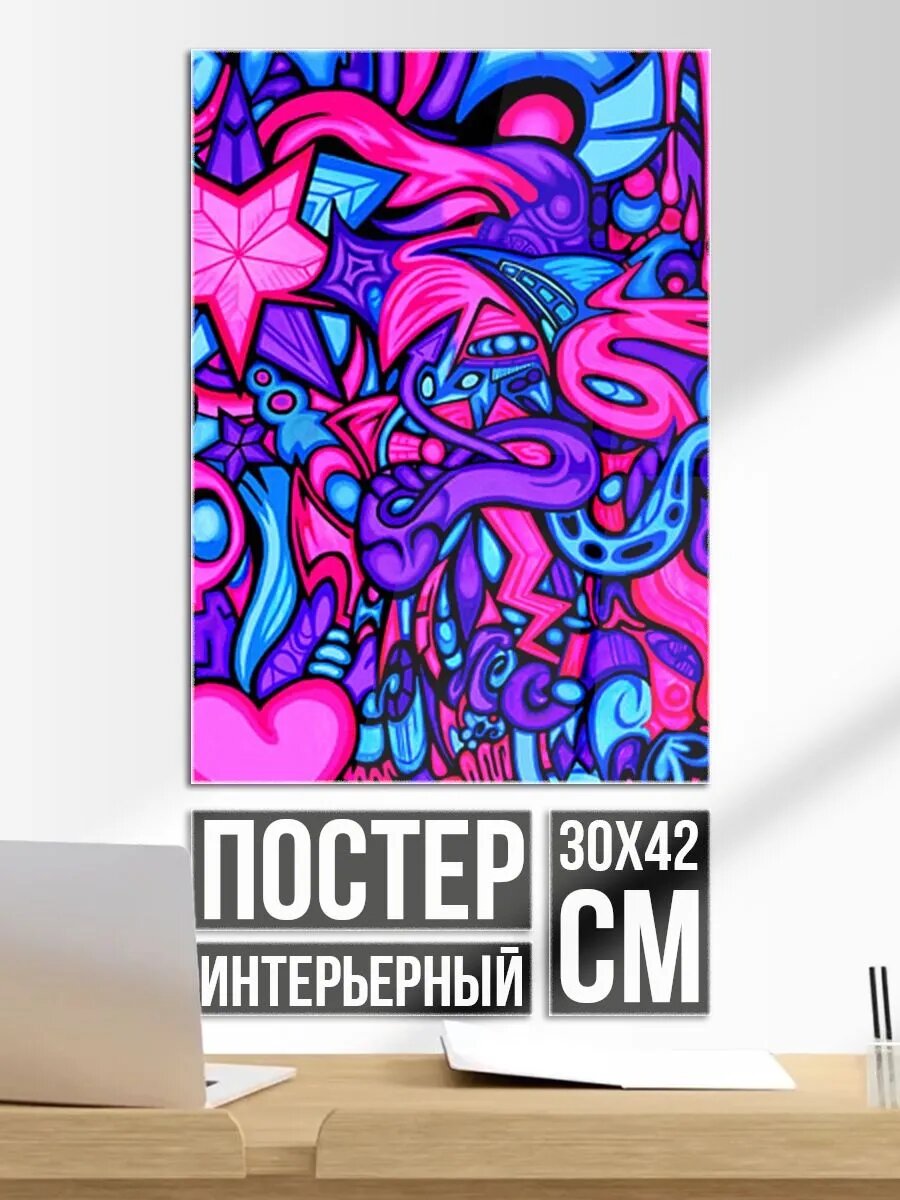 Постер на стену Неоновые черепа