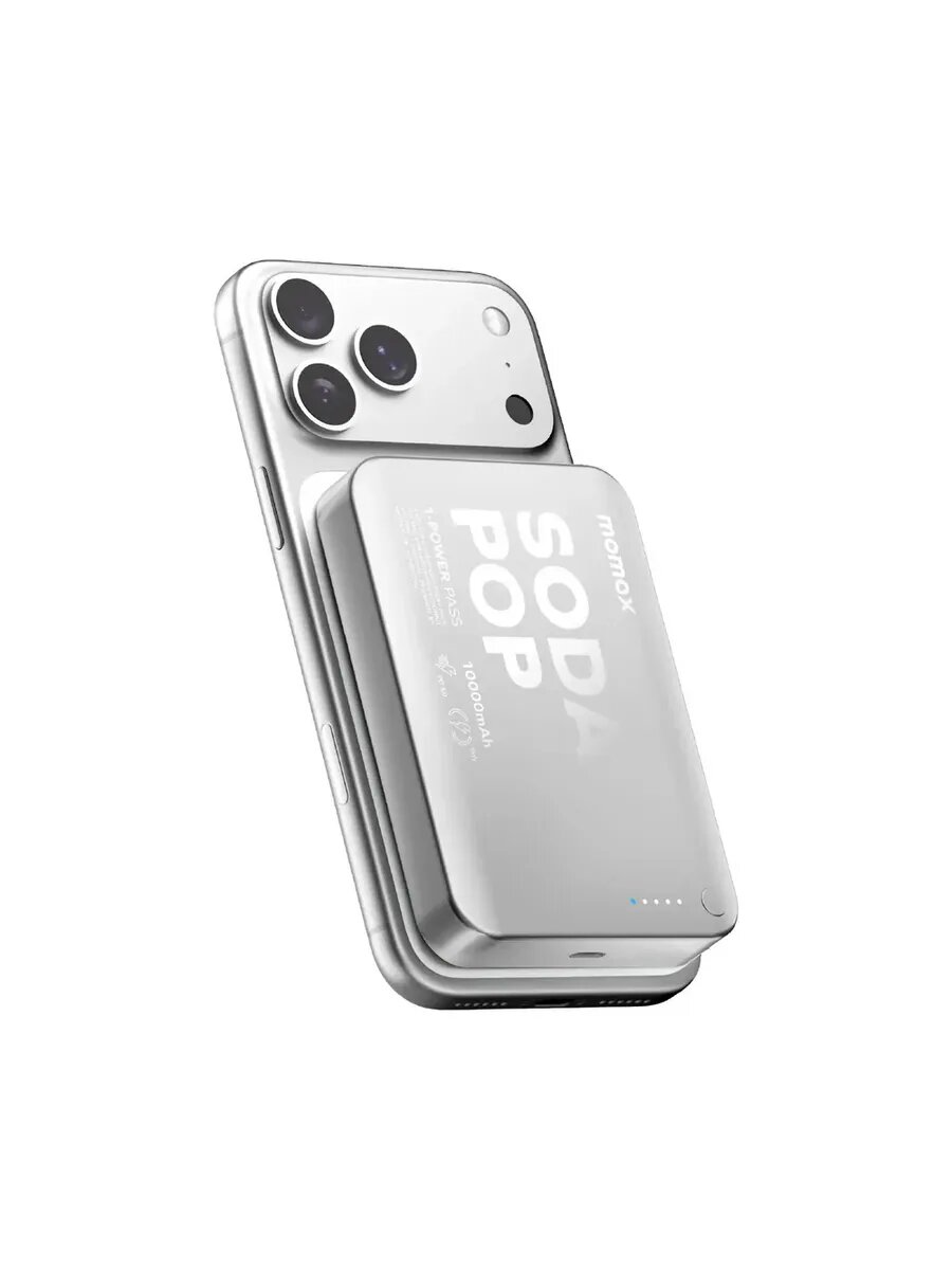 Аккумулятор внешний Momax Power Pass, беспроводная зарядка 15 W, Li-Ion, 10000mAh