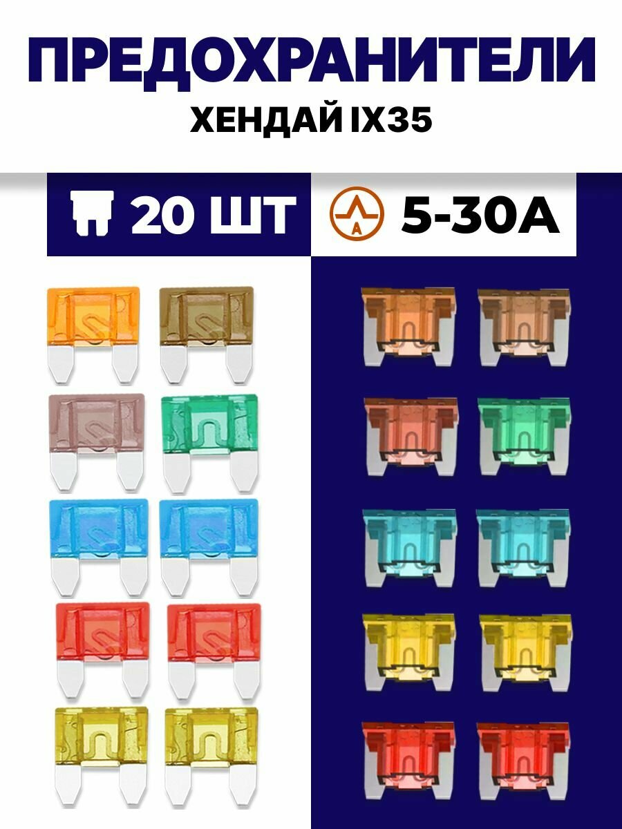 Предохранители флажковые Хендай IX35 набор Мини+Микро 20 шт / Hyundai ix35
