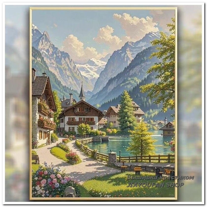 Набор для вышивания крестом, 14 Канiteй (14CT), канва 50x60 см, готовая вышивка 40x50 см