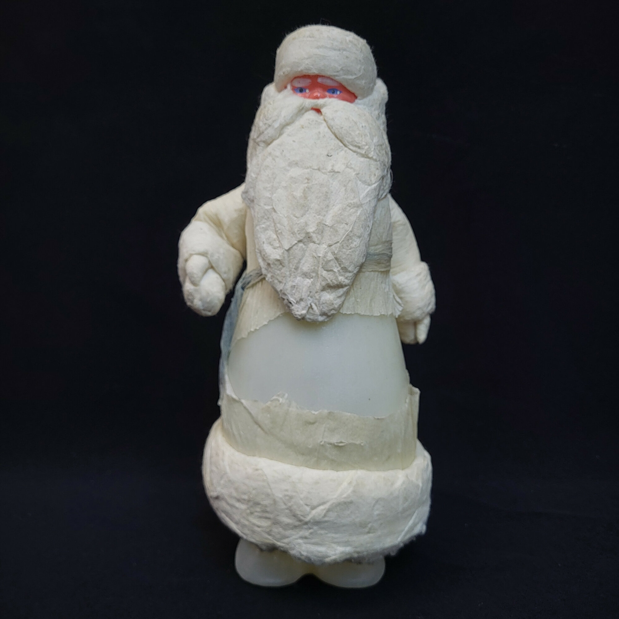 Винтажный Дед Мороз СССР. Новогодняя ватная фигурка на подставке, елочное украшение СССР