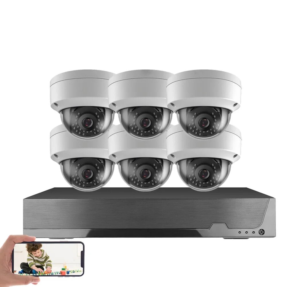 Комплект видеонаблюдения Tuya H.265 4K Ultra HD CCTV 8MP 8-канальный POE NVR-комплект Наружная водонепроницаемая POE IP-куполовая система безопасности камер видеонаблюдения