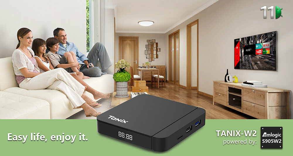 Смарт ТВ приставка Tanix W2 Amlogic S905W2 Андроид11.0 2Гб/16Гб Поддержка H.265 AV1 Двойной Wifi HDR 10
