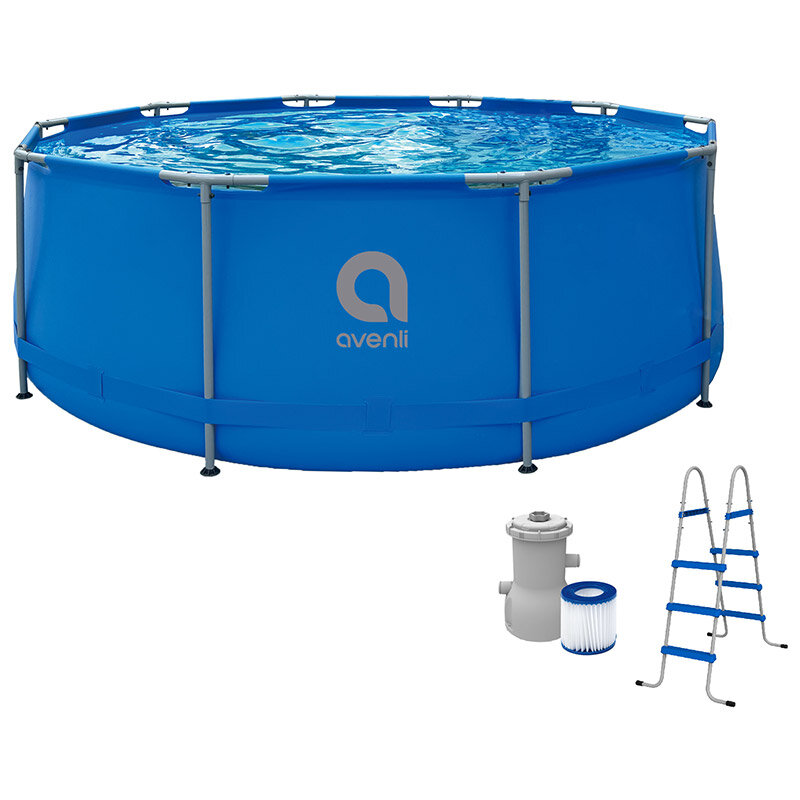 Бассейн каркасный 366 х 99 см + фильтр-насос + лестница Avenli, 8812 л