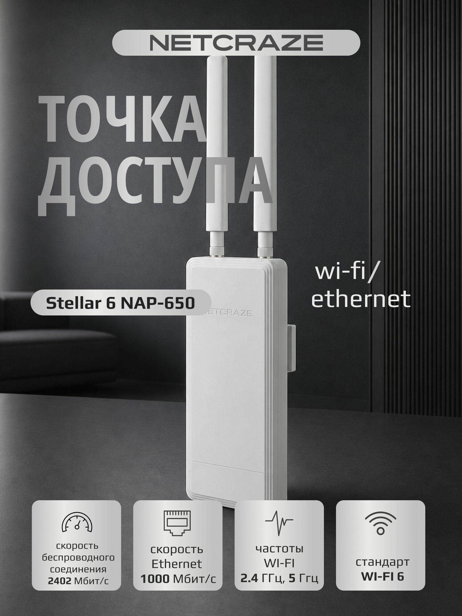 Wi-Fi точка доступа Netcraze (Keenetic) Stellar 6 (NAP-650)