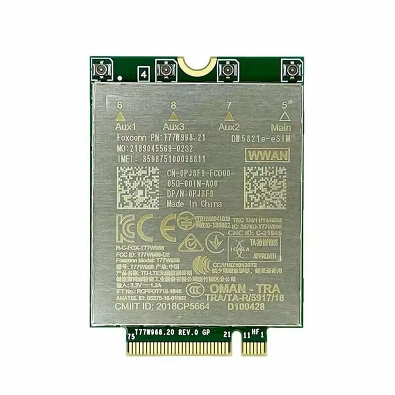(Y X ) T77W968 Для Частей Модуля Платы DW5821E LTE Cat16 GNSS 5G WWAN Lattore 5420 5424 7424 Rugged 7400/7400 2-In