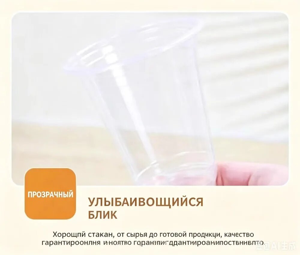Прозрачный пластиковый стаканчик без крышки для пузырькового чая, 500 мл, 80 штук в упаковке.