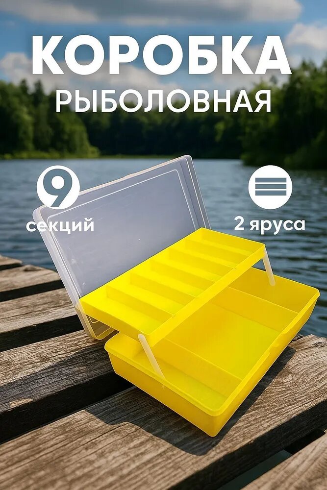 Коробка рыболовная, кейс рыболова для воблеров, бокс для воблеров 24х15х6 см. Коробка с микролифтом для мелочей(9)