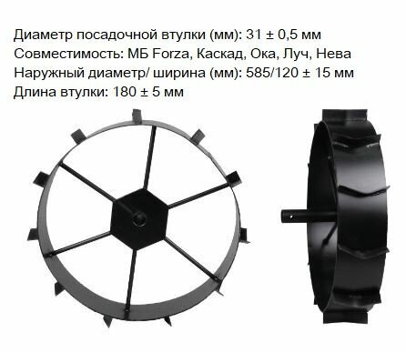 Грунтозацепы высокие -30 мм круг (585х120мм) пара