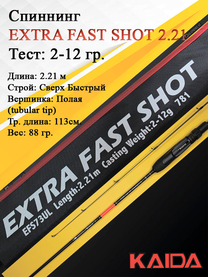 Спиннинг KAIDA EXTRA FAST SHOT 2,21м тест 2-12гр