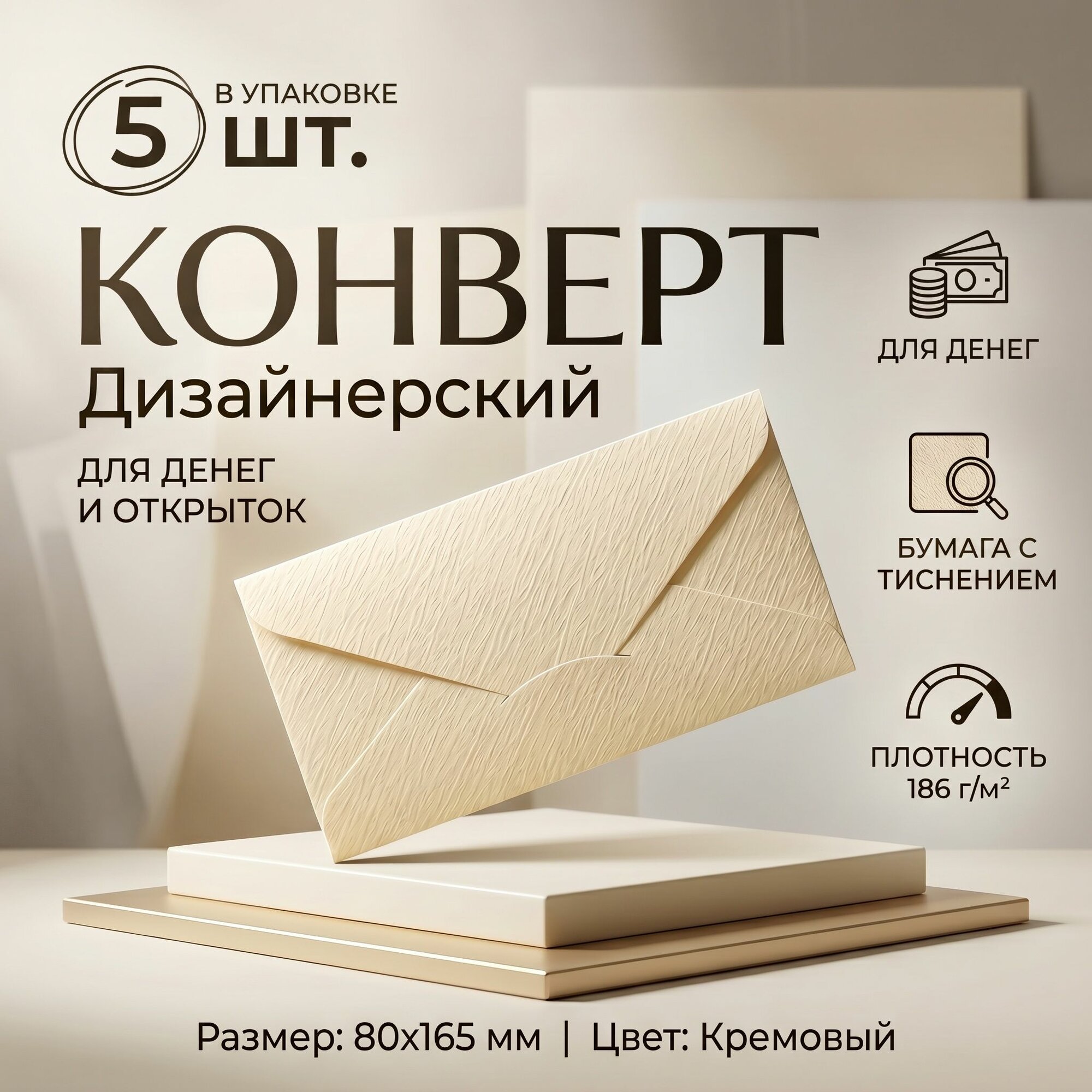 Конверт 80х165мм (для денег)