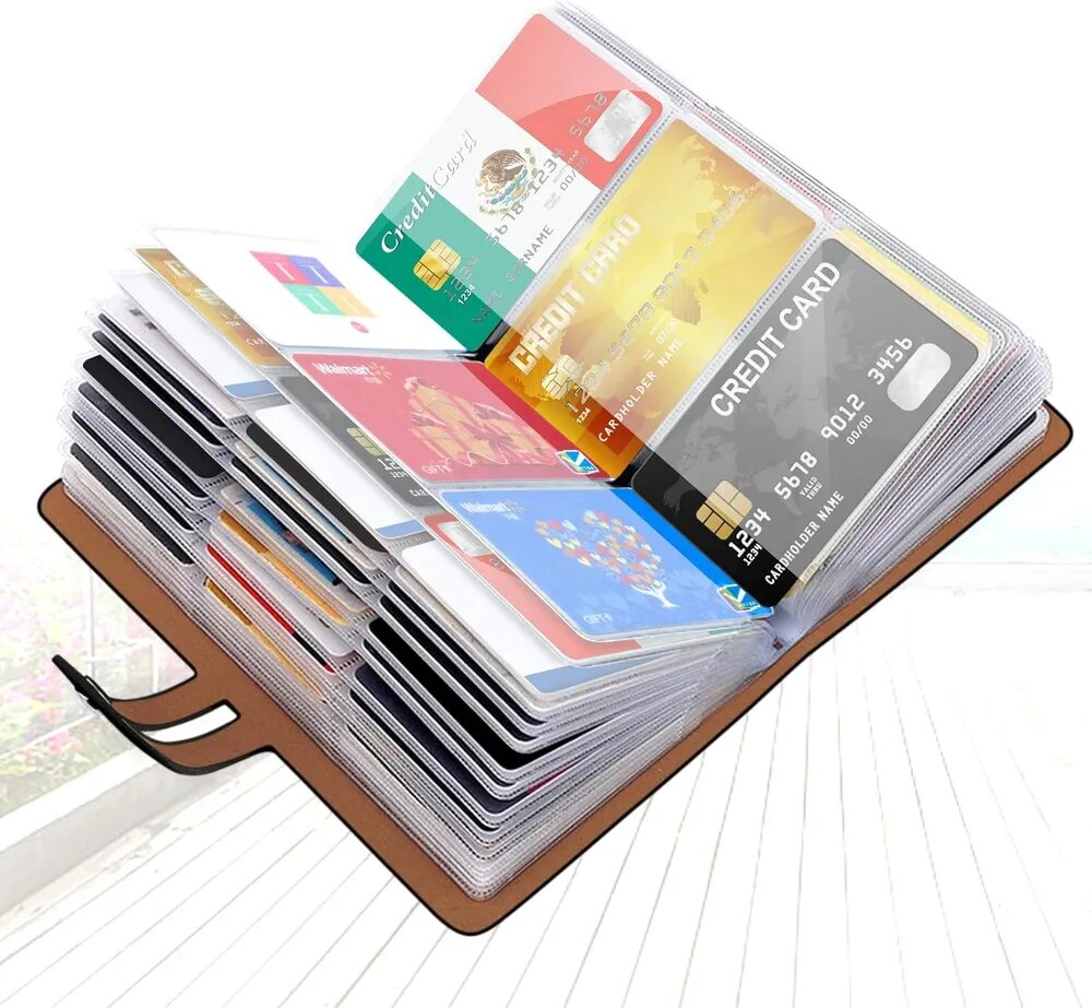 Органайзер для кредитных карт с защитой RFID, 96 отделений, чёрный