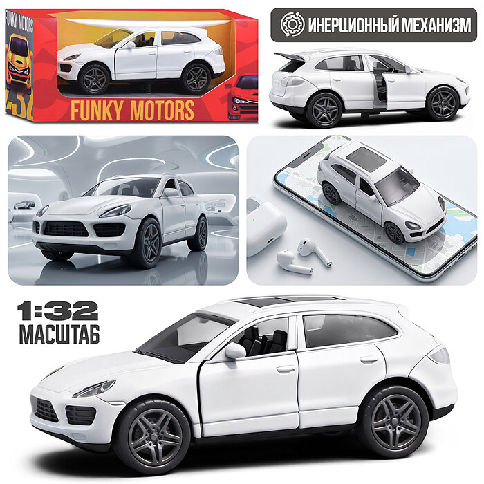 Машинка Funky Toys, инерционная, металлическая, с открывающимися дверями, 1:32