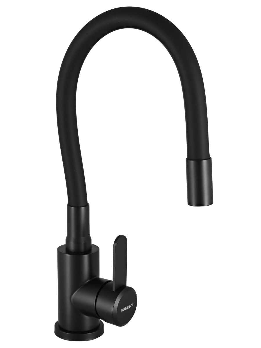 Смеситель для кухни с гибким изливом (черный) WISENT W740333B-2