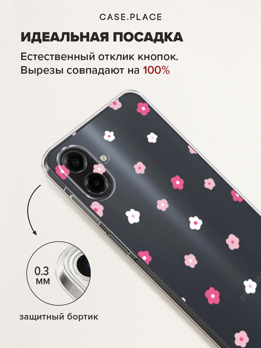 Чехол на Samsung Galaxy A07 / Самсунг А07 с принтом "Весенние цветочки рисунок", прозрачный — фото 1