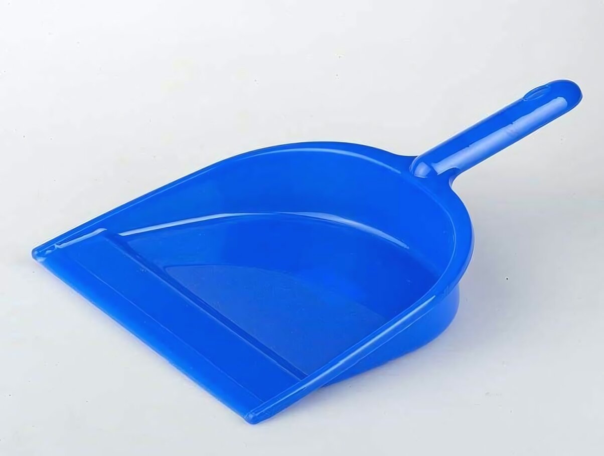 Совок для мусора HANPLAST пластиковый с ручкой, цвет синий, легкий, с отверстием для подвешивания