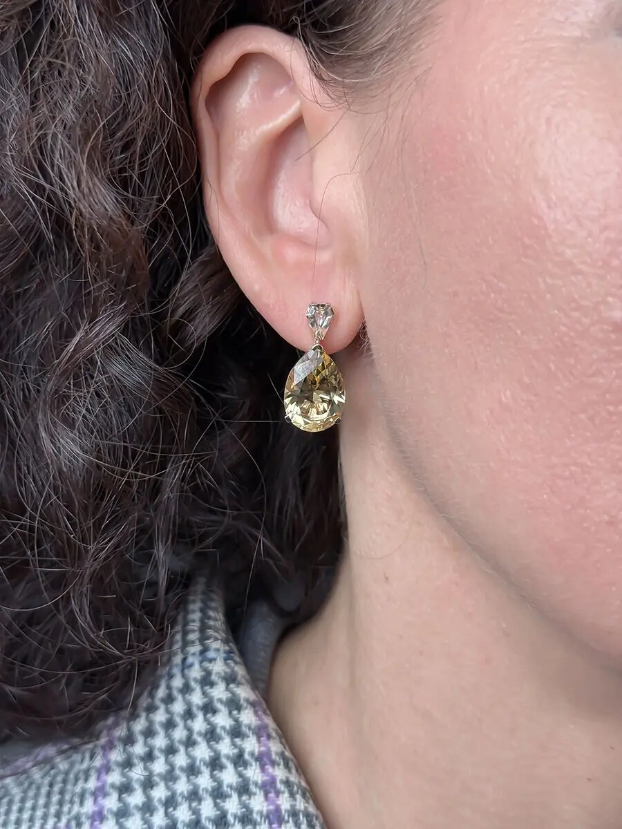 Серьги, красное золото, 375 проба, цитрин